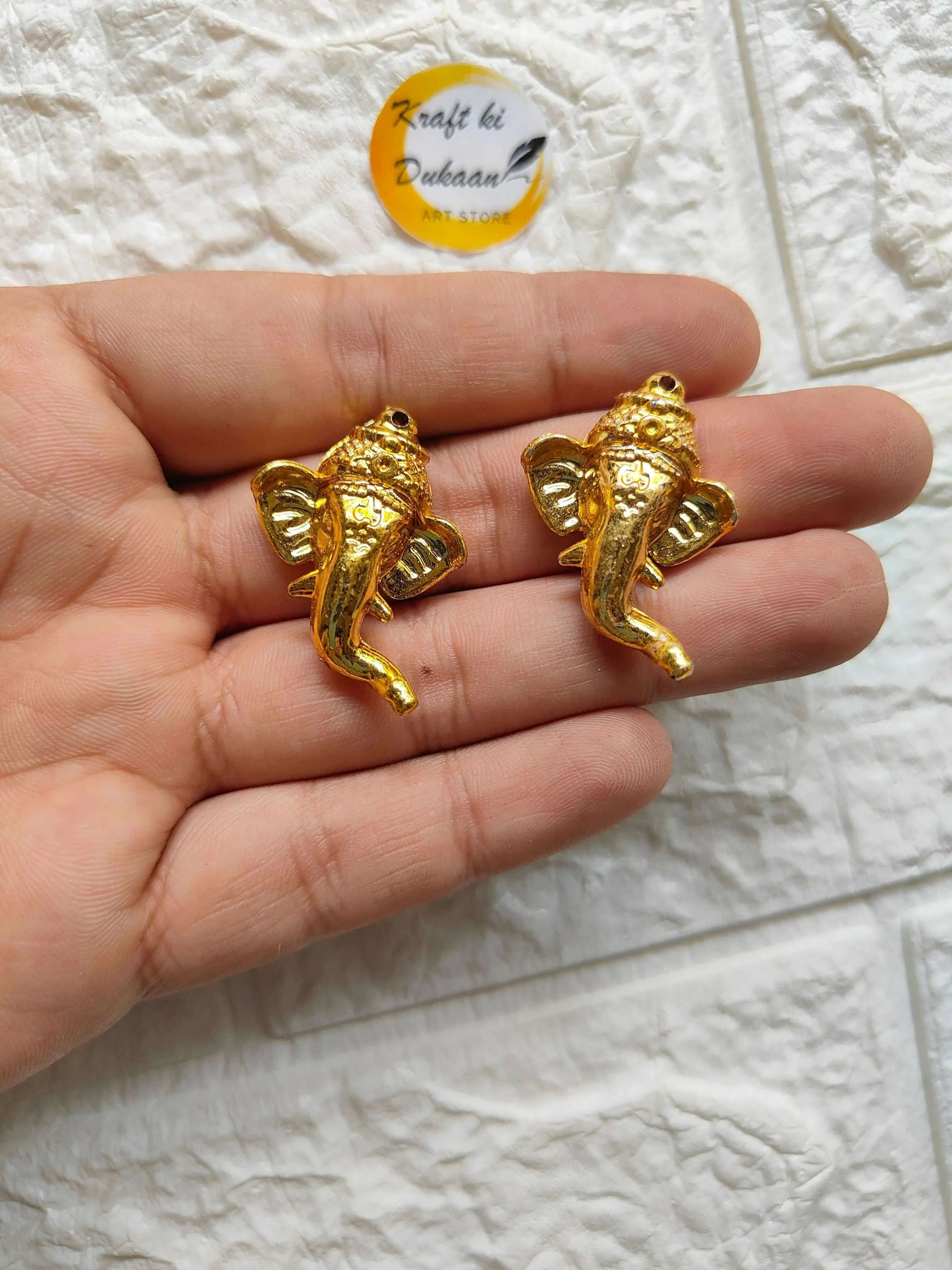 Golden Ganpati Face Embellishments A1 Pack of 25 | Kraft ki Dukaan
