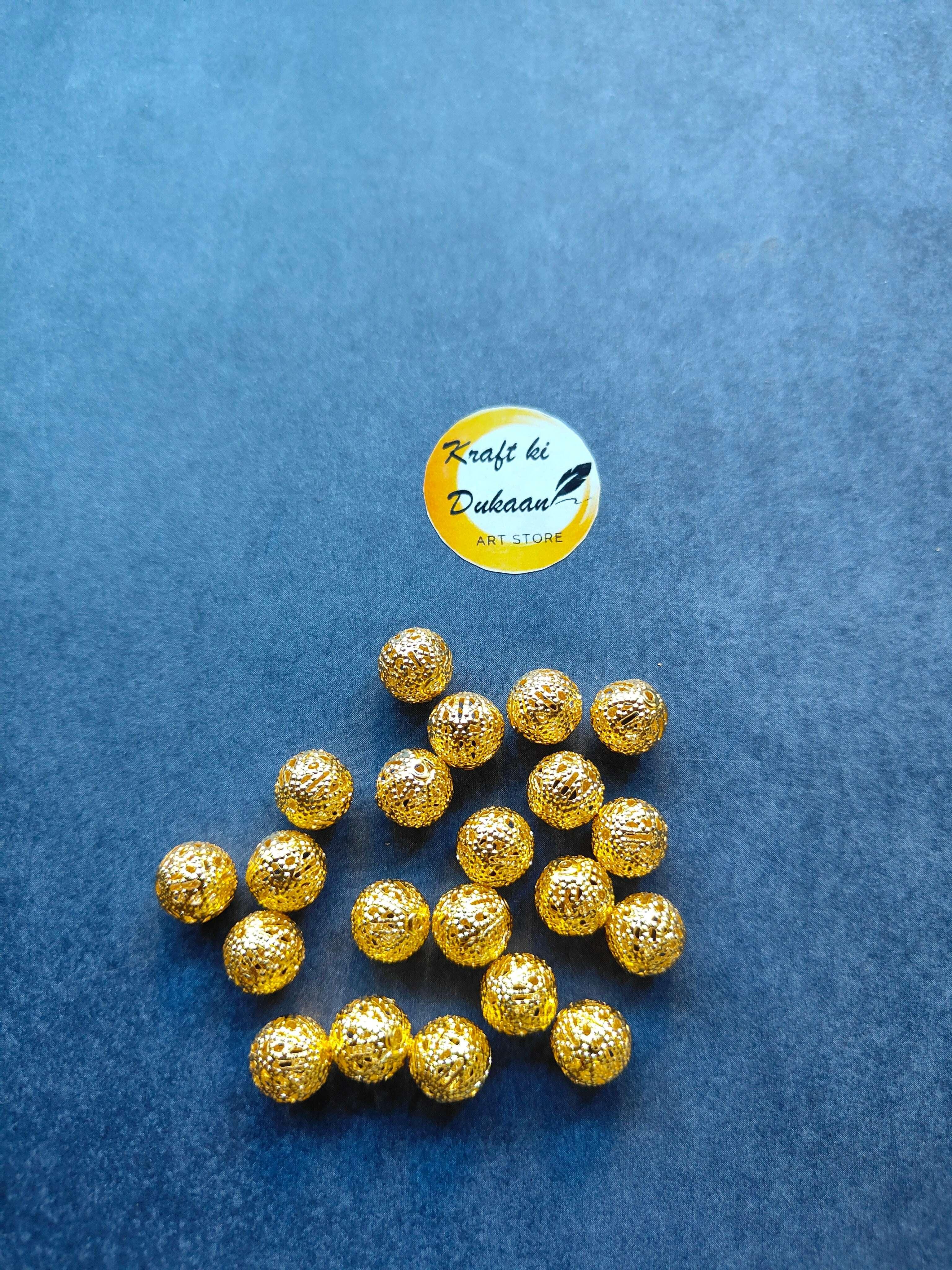 Pack of 50 Metal Jali Craft Balls for Creative Projects | Kraft ki Dukaan